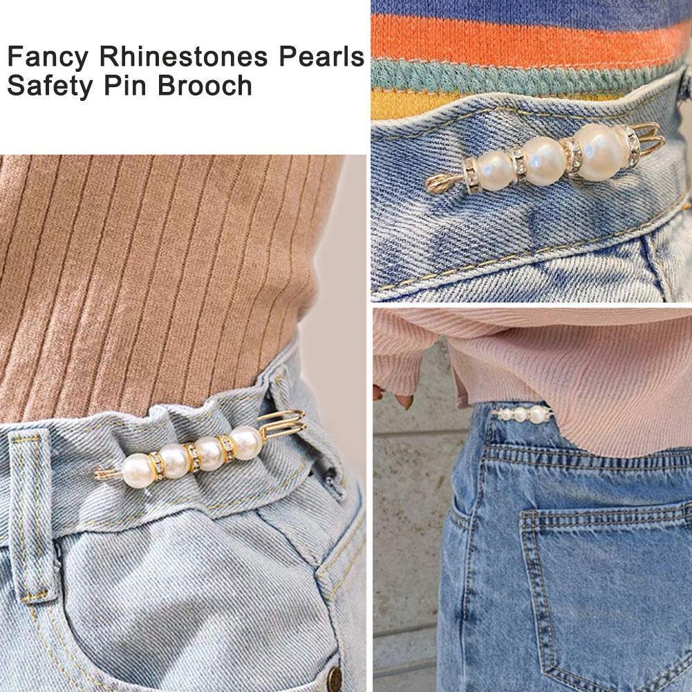Vintage Waistband Pin Pearls Brooch Clothing Pins Anti Waist Tighting ...
