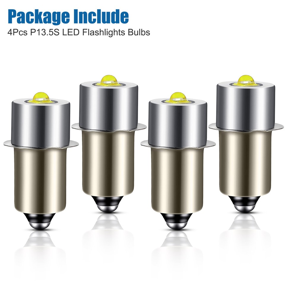 4Pcs P13.5S LED Flashlight Bulbs Upgrade Work Light D/C Cell 6000K ...
