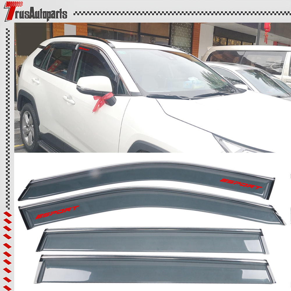 For 19-25 Toyota RAV4 Window Visor Rain Shade Guard w/ Chrome Trim ...