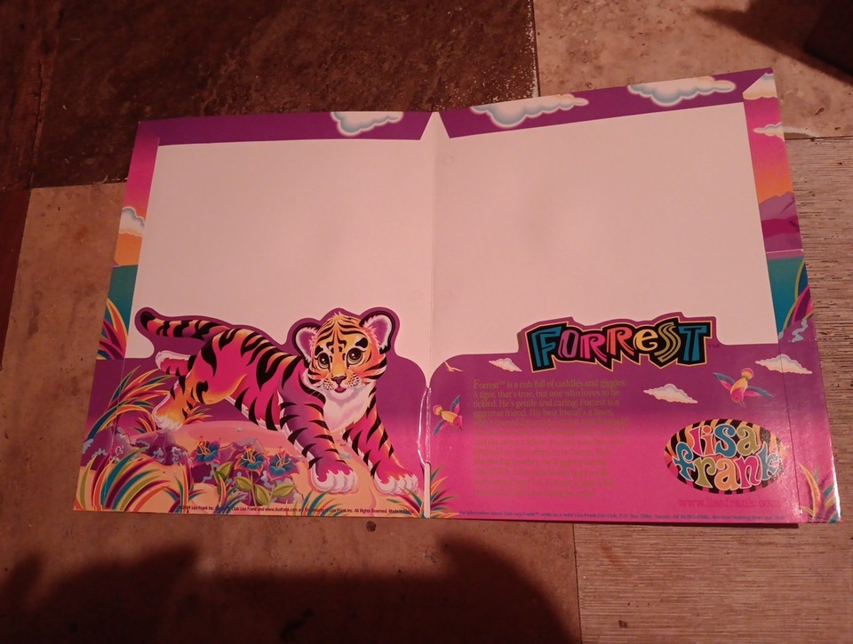Rare Lisa Frank Pocket Folder Forrest with Leopard Cub and Deer Fawn ...