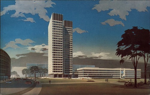 John F Kennedy Federal Building Boston MA artist rendering vintage ...
