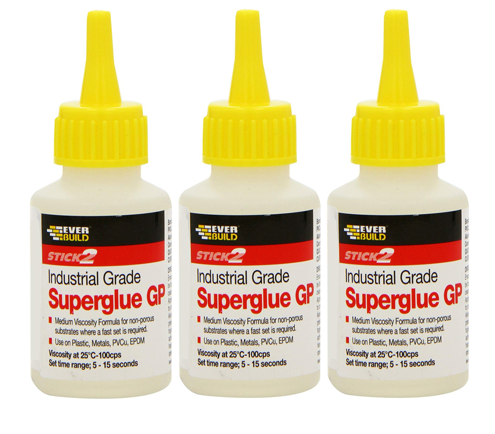 3 x 50g Everbuild Superglue Industrial Grade HV HIGH OR GP MEDIUM ...