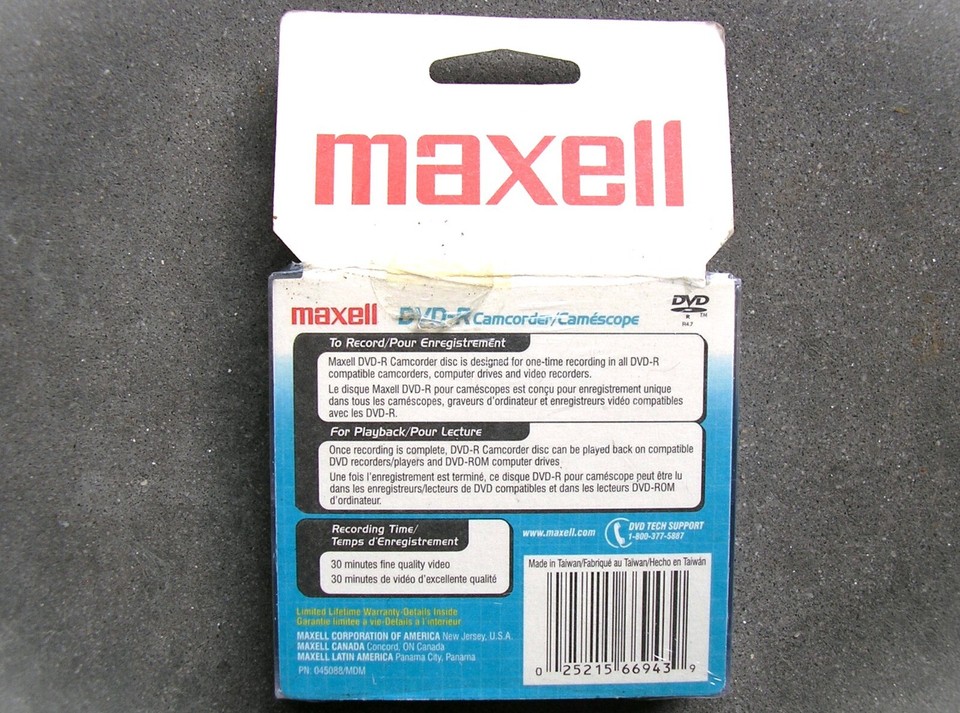 Maxell DVD-R Camcorder sealed discs 30 min each 1.4GB 3 pack | eBay