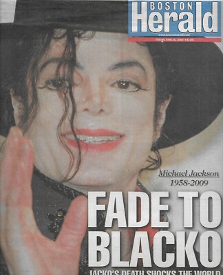 Michael Jackson Dies Boston Herald Newspaper June 26 2009 Newsstand ...