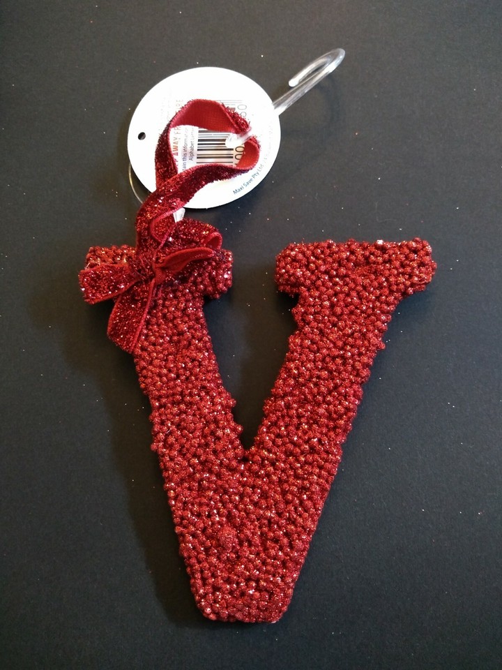 LUXURY RED GLITTER HANGING LETTER XMAS TREE DECORATION ALPHABET GIFT ...