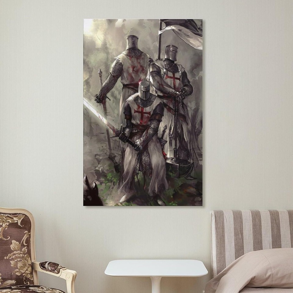 Knights Templar Crusader Poster Canvas Wall Art European Medieval ...
