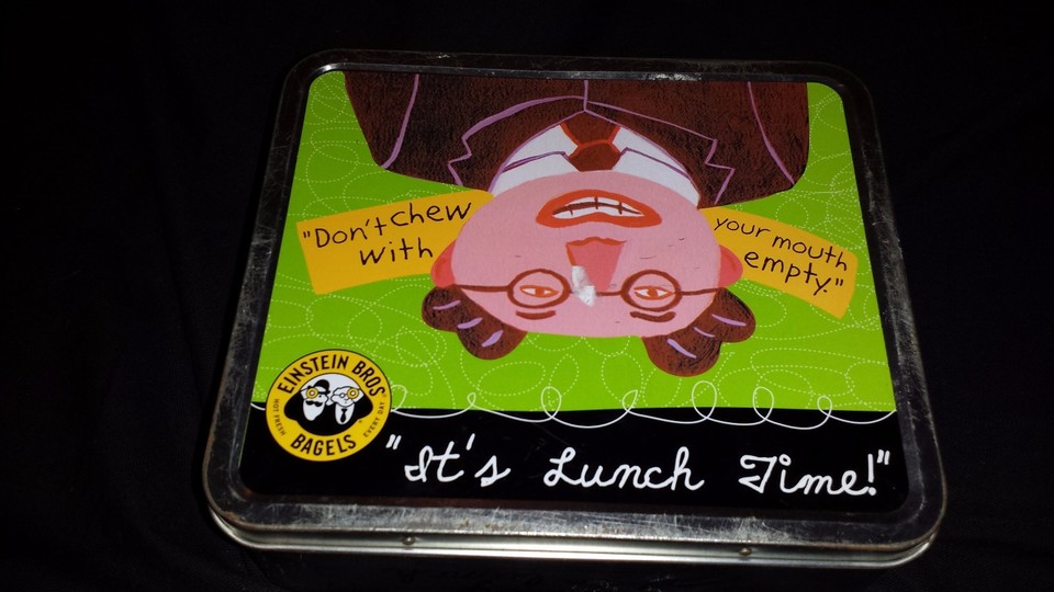 "EINSTEIN BROS. BAGELS" TIN LUNCH BOX 2001 “SKIP ROPE NOT LUNCH” | eBay