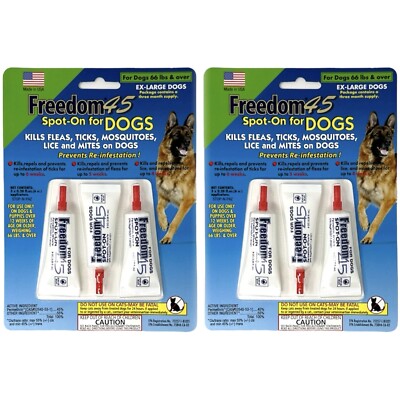 Freedom 45 Spot On Flea Tick Control for Dogs 66 LBS & Over X-LARGE 6 ...