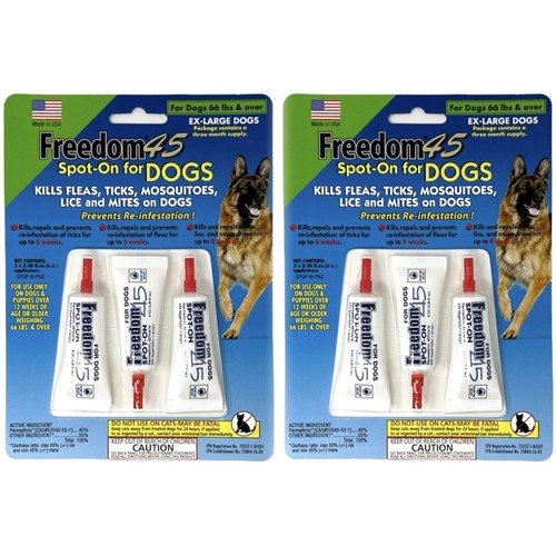 Freedom 45 Spot On Flea Tick Control for Dogs 66 LBS & Over X-LARGE 6 ...