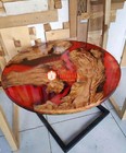 Red Resin Table, Wooden Epoxy Table Top in Red Resin Table for Head ...