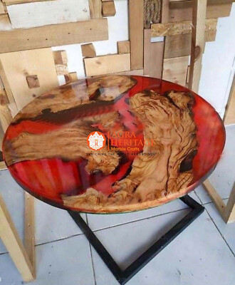 Red Resin Table, Wooden Epoxy Table Top in Red Resin Table for Head ...
