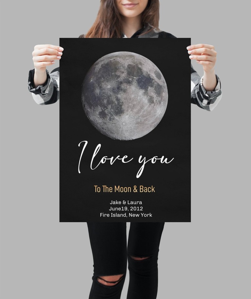 Moon Phase Personalized Poster Print, Half Moon, Gift, Moon Maps | eBay