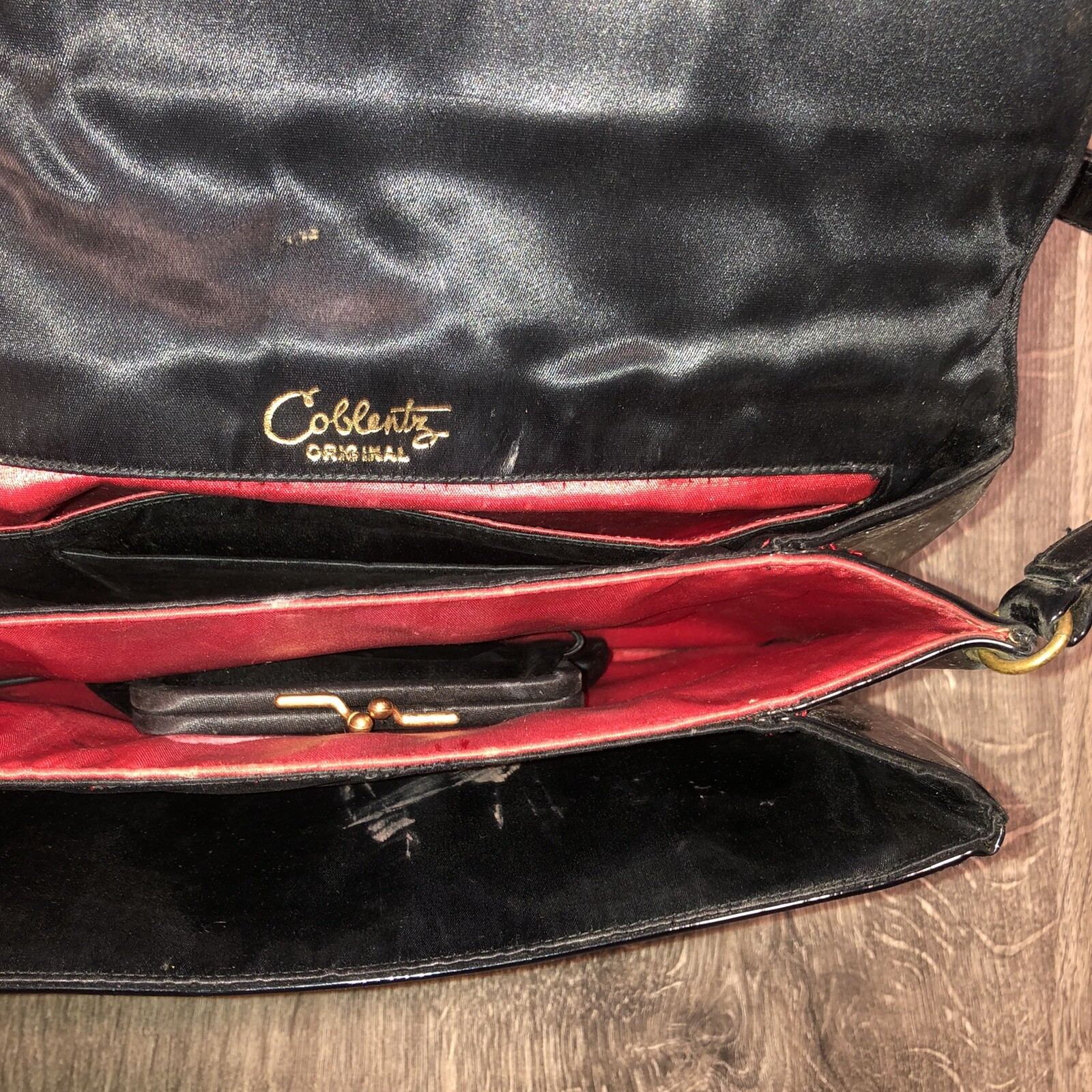 VINTAGE COBLENTZ ORIGINAL PATENT LEATHER SATIN EVENIN… - Gem