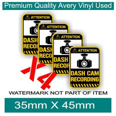 DASH CAM RECORDING DECAL STICKER X4 PACK SELF ADHESIVE SAFETY OH&S ...