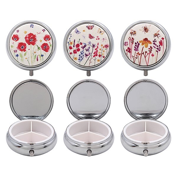 Lesser and Pavey Magnifying Compact Mirror and 3 compartment pill box ...
