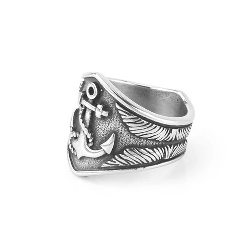 Nordic Vintage Viking Ship Anchor Totem Stainless Steel Men's Ring US Size 7-13 | eBay