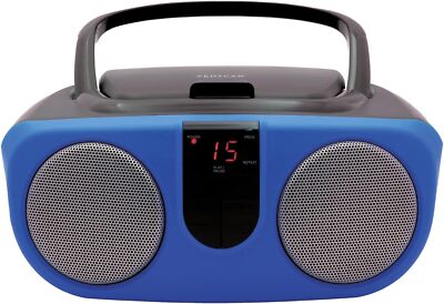 Portable CD player Boom Box with AM/FM Radio PRCD243M-BLUE 2.4-Watt-RMS ...