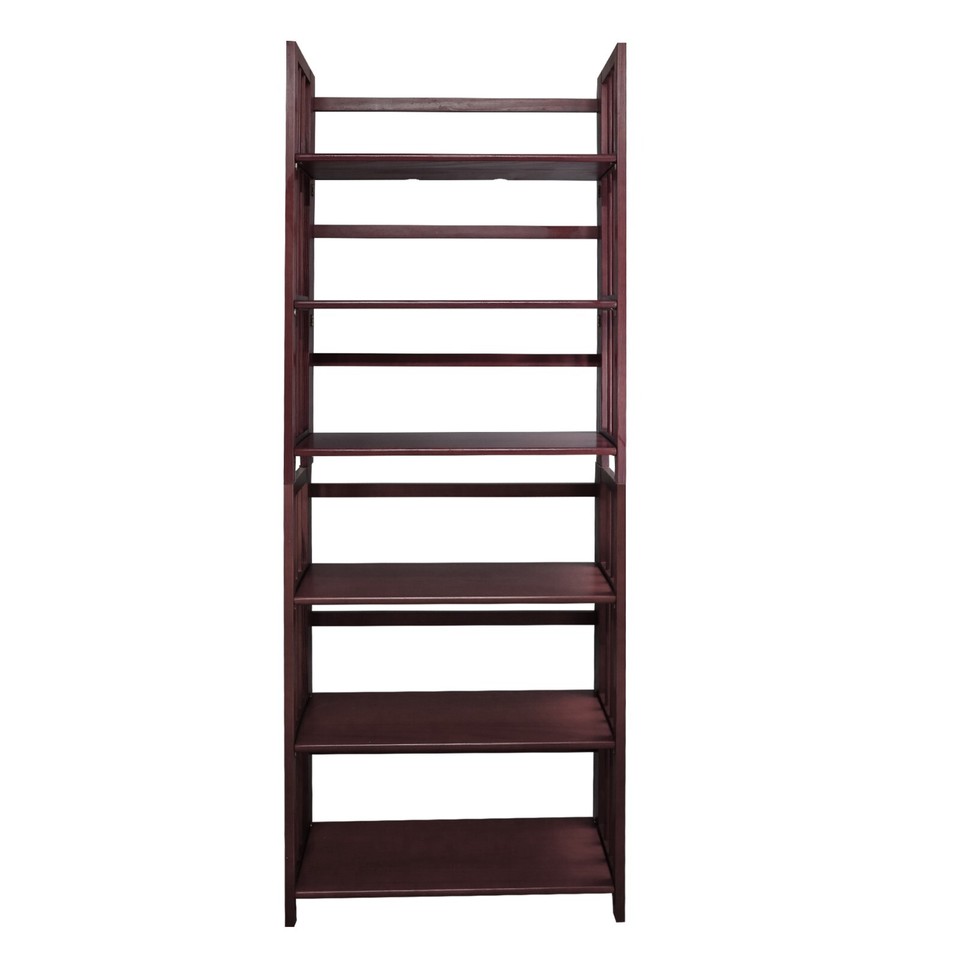 3-Shelf Stackable Bookcase Indoor Foldable Solid Wood Espresso 27.5" 17 ...