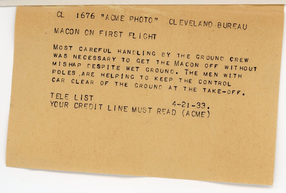 AIRSHIP DIRIGIBLE ZEPPELIN USS MACON CONTROL CAR MAIDEN FLT 1933 VTG ...