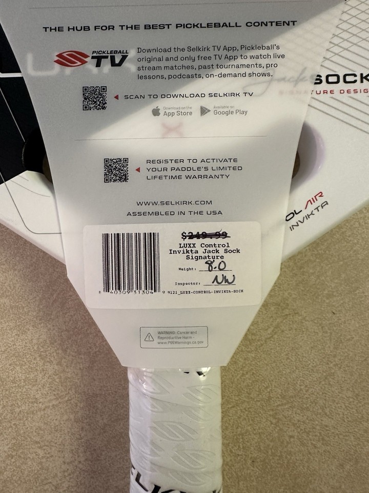 Selkirk LUXX Control Air Invikta Red Jack Sock Signature Pickleball ...