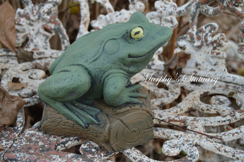 Frog Toad on Log Solid Concrete Hand Painted Statue | eBay