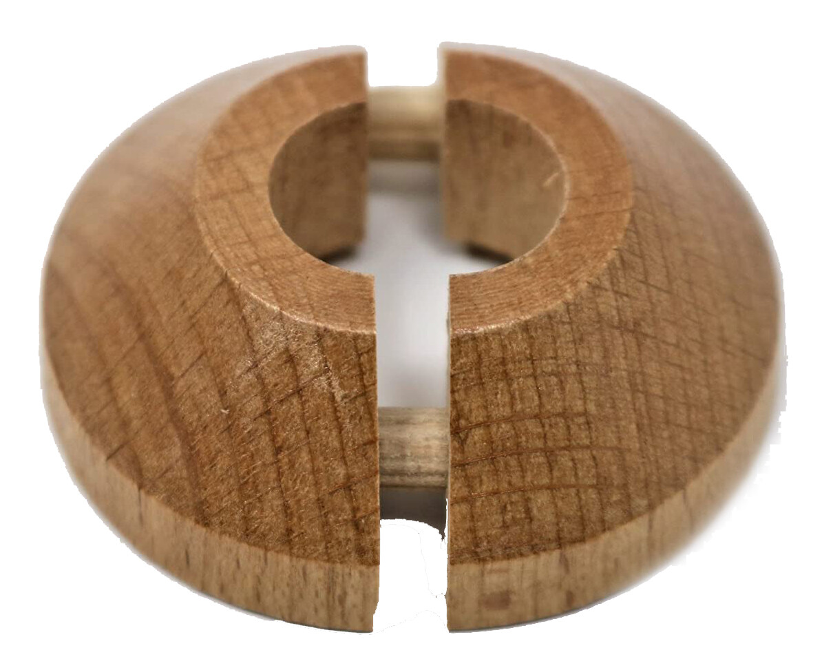 8 x Visua Solid Wood Pipe Collars Roses to fit 15mm Pipes Natural Oak ...