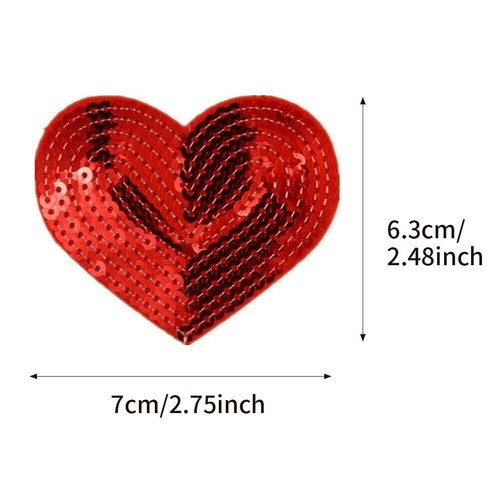 Love Heart Costume Appliqued DIY Iron On Sequined Glitter Clothes Patches | eBay
