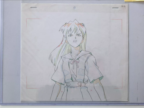 ORIGINAL PRODUCTION ART Asuka Ep.17 Evangelion Drawing Genga/Douga Cel ...