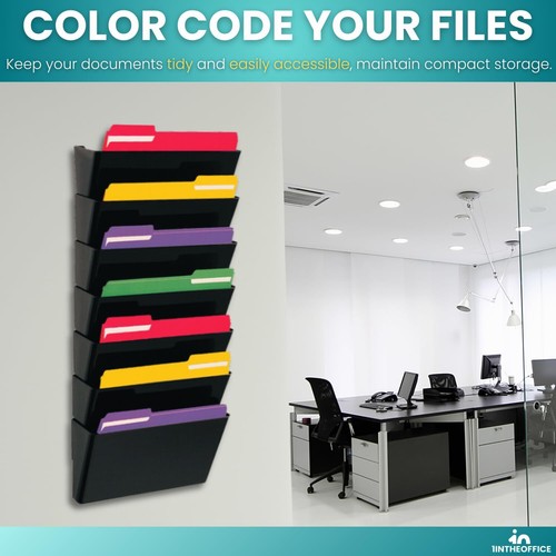 Hanging Wall File Organizer, Wall Mounted File Holder, Letter Size, 7 ...
