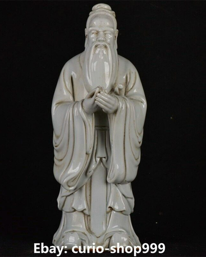 12.2" China Dehua Porcelain Stand People Man Confucius Kongzi Kong Zi ...