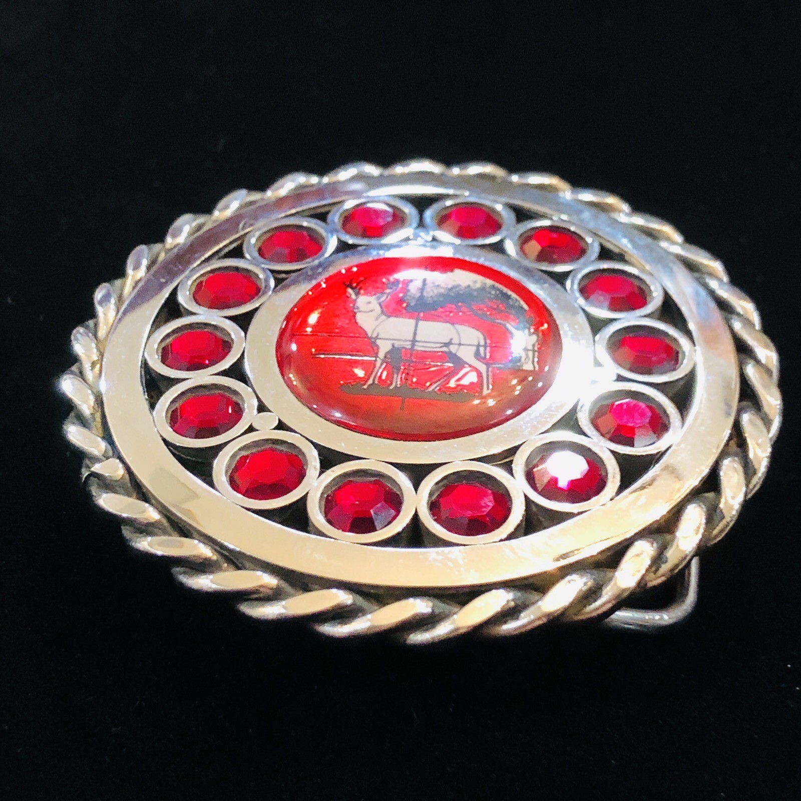 VTG Belt Buckle Deer Hunters Handmade Stainless Steel 2.75” Round 14 ...