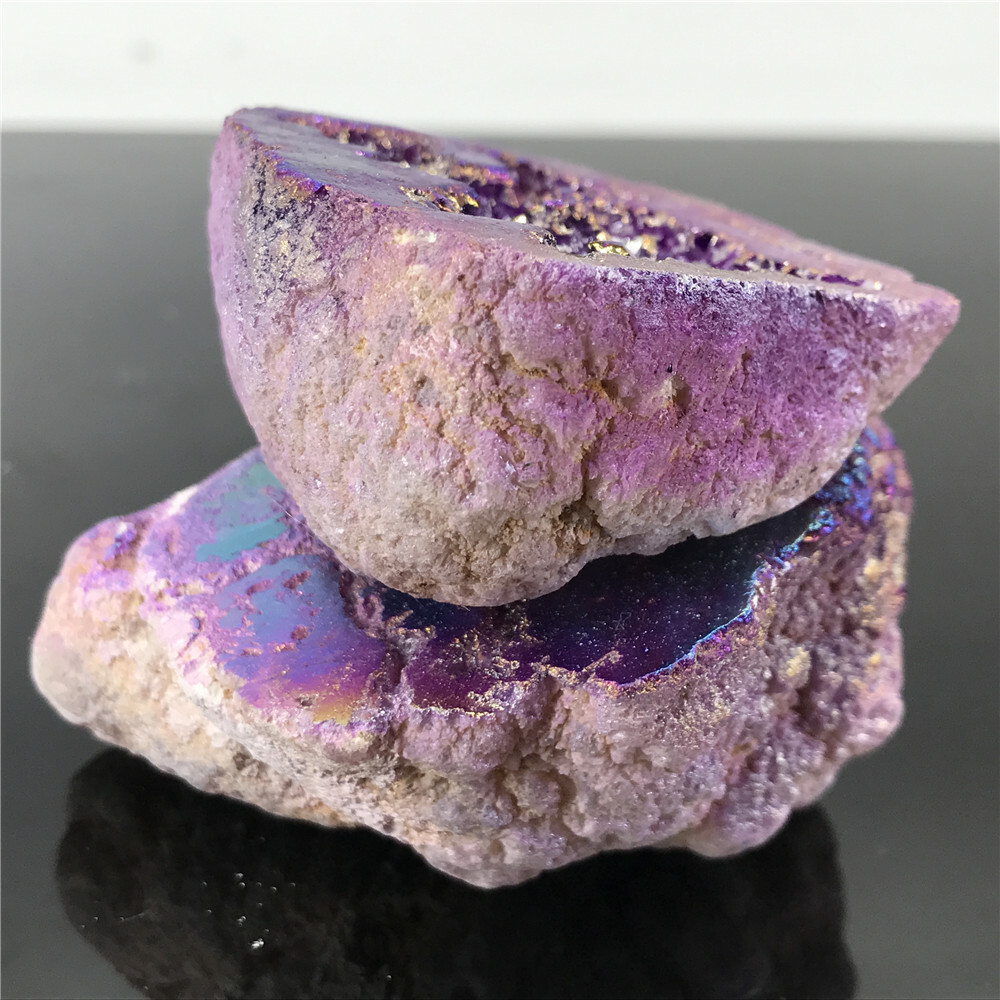 1pc Titanium Agate geode cluster rainbow natural quartz crystal Mineral ...