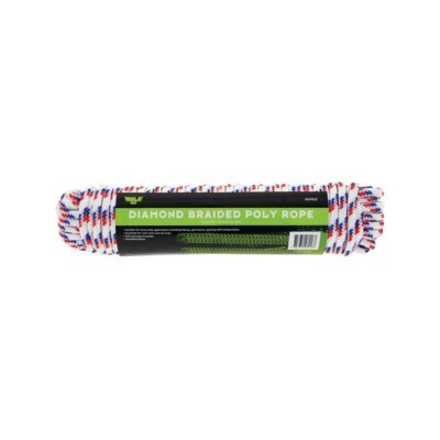 Hulk 4x4 HU9522 Diamond Braided Poly Rope Red/White/Blue 9.5mm x 30M ...