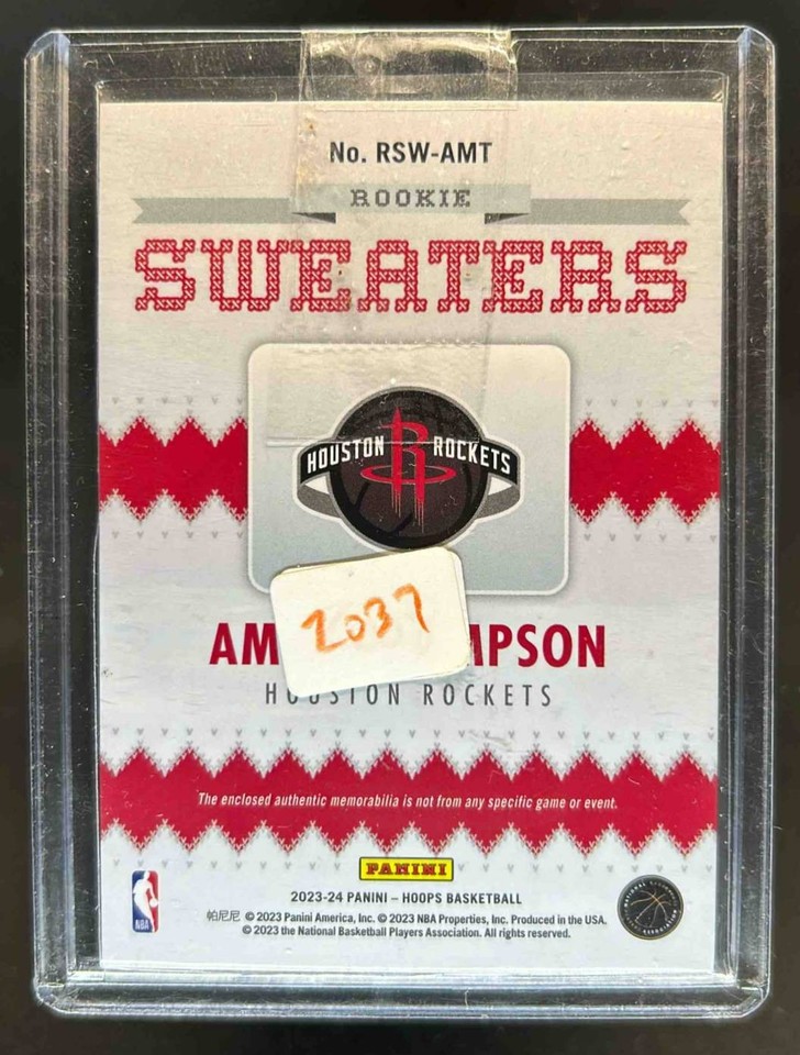 2023-24 Hoops Winter Amen Thompson Rookie Sweaters Patch RC #RSW-AMT | eBay