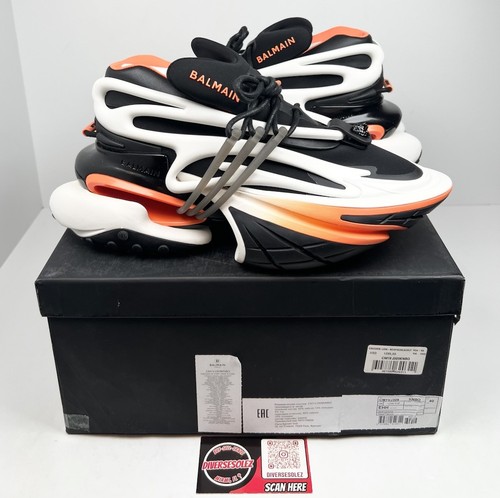 Size 40EU/7US- Balmain Men Unicorn White Orange Sneakers🧡 (New) RETAIL ...