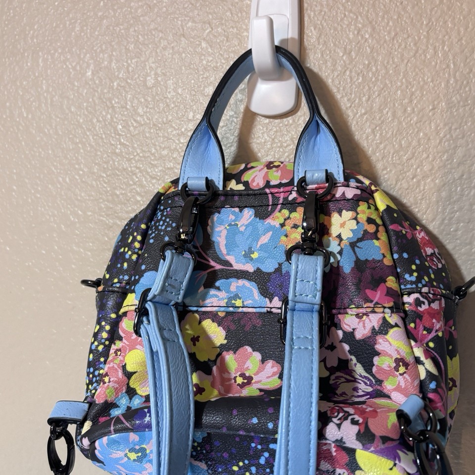 STEVE MADDEN Mini BACKPACK Crossbody Crossover Bag Floral Blue Faux ...