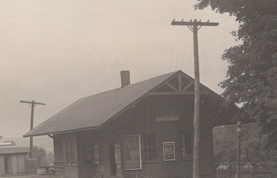 Erie Depot Thompson PA Railroad Train Station Livery Cough 1920s RPPC ...