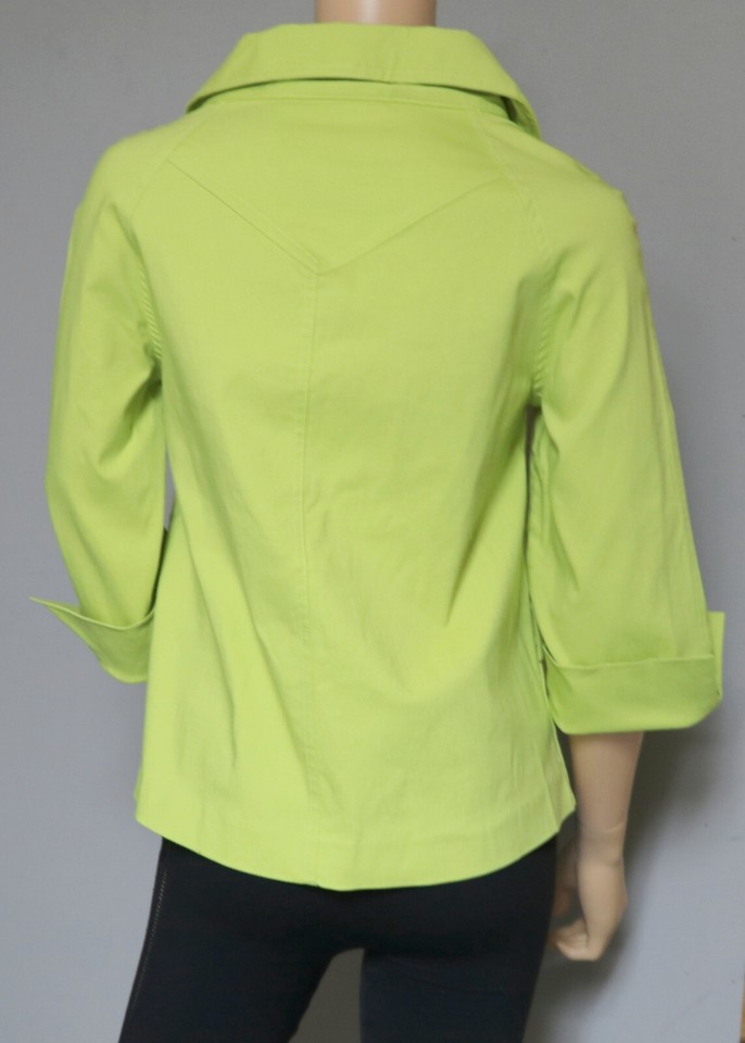 WINDRIDGE CHERYL NASH WOMEN'S SIZE S LIME GREEN JACKET 3/4 SLEEVE ZIP ...