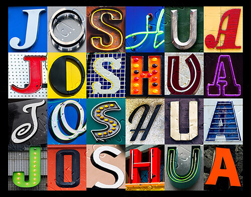 JOSHUA Name Poster featuring photos of actual sign letters | eBay