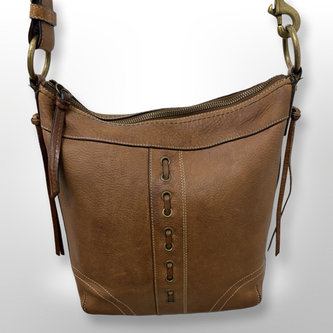 Coach 1941 Chelsea Brown Laced Leather Crossbody Shoulder Bag Brass ...