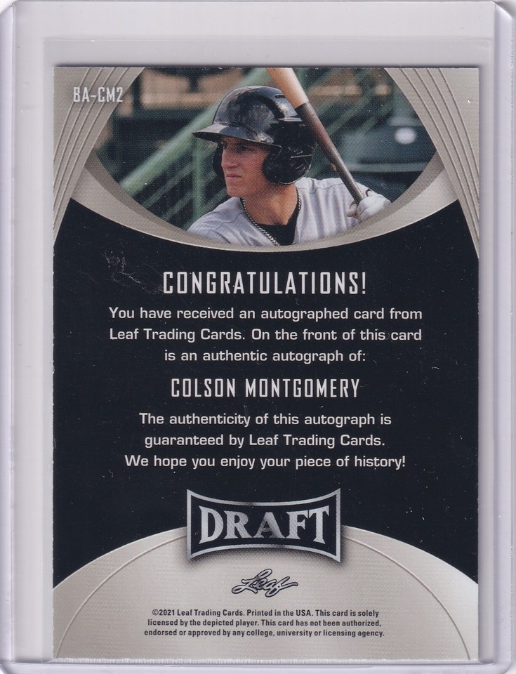 Colson Montgomery 2021 Leaf Draft Autograph BA-CM2 | eBay