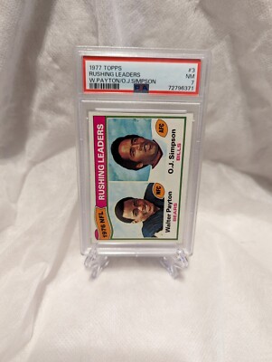 1977 Topps Football RUSHING LEADERS Walter Payton / OJ Simpson #3 PSA 7 ...