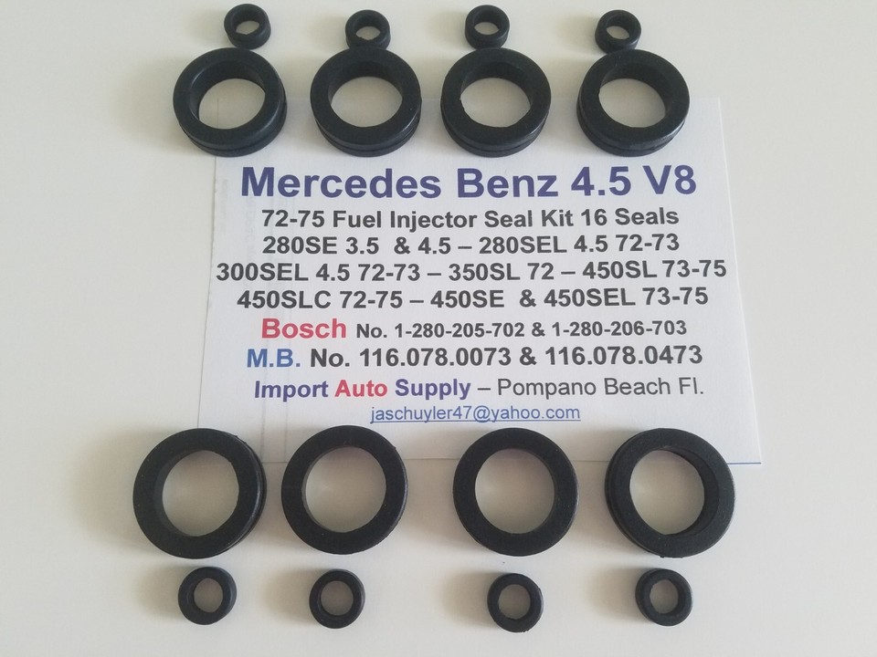 Mercedes Benz 4.5 V8 Fuel Injector Seal Kit 350SL - 450SL - 280SE 4.5 ...