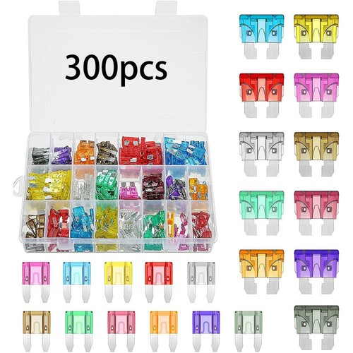 300Pcs Car Blade Fuse Assortment Set Full Size Blade Type Fuse Auto Car ...