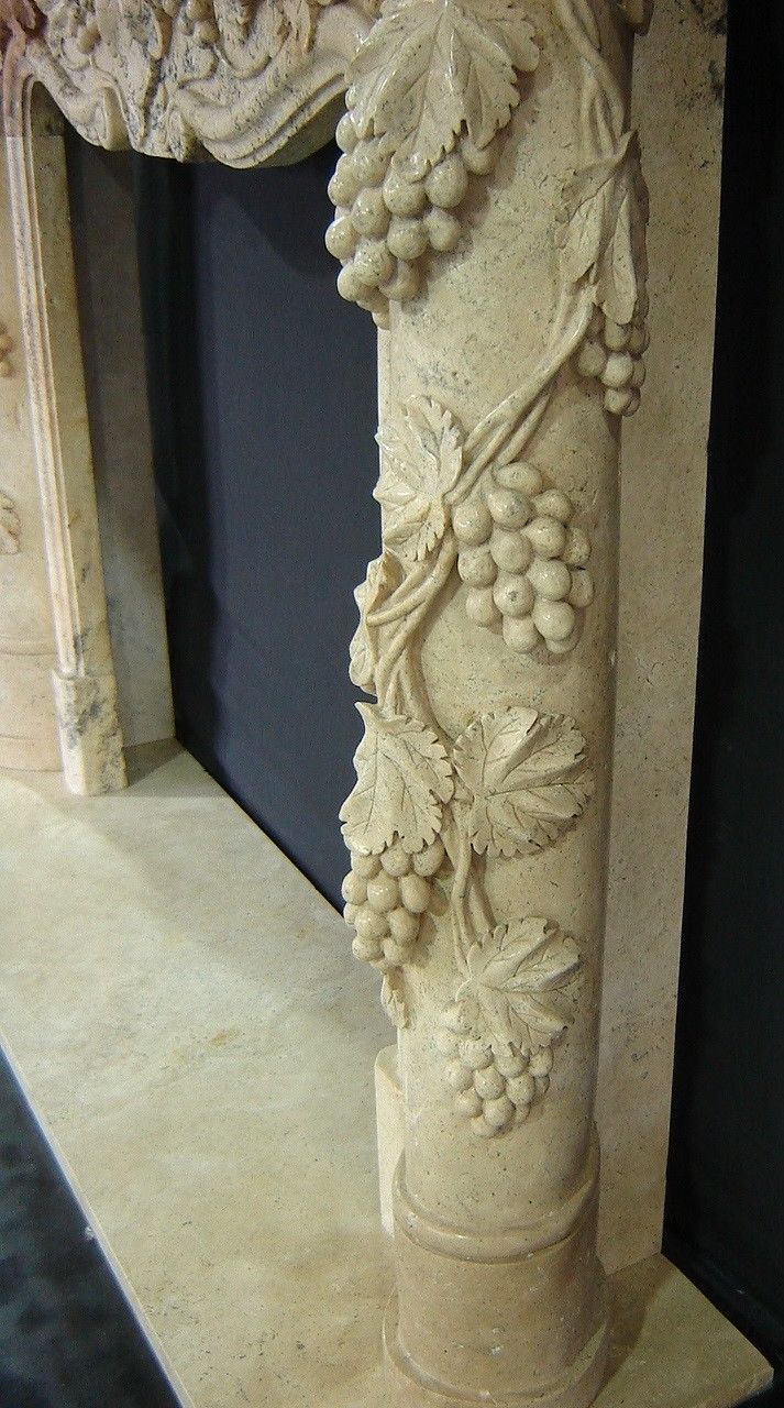Fireplace Mantle SURROUND – Grapevine Pillar Mantel - hand carved grape ...