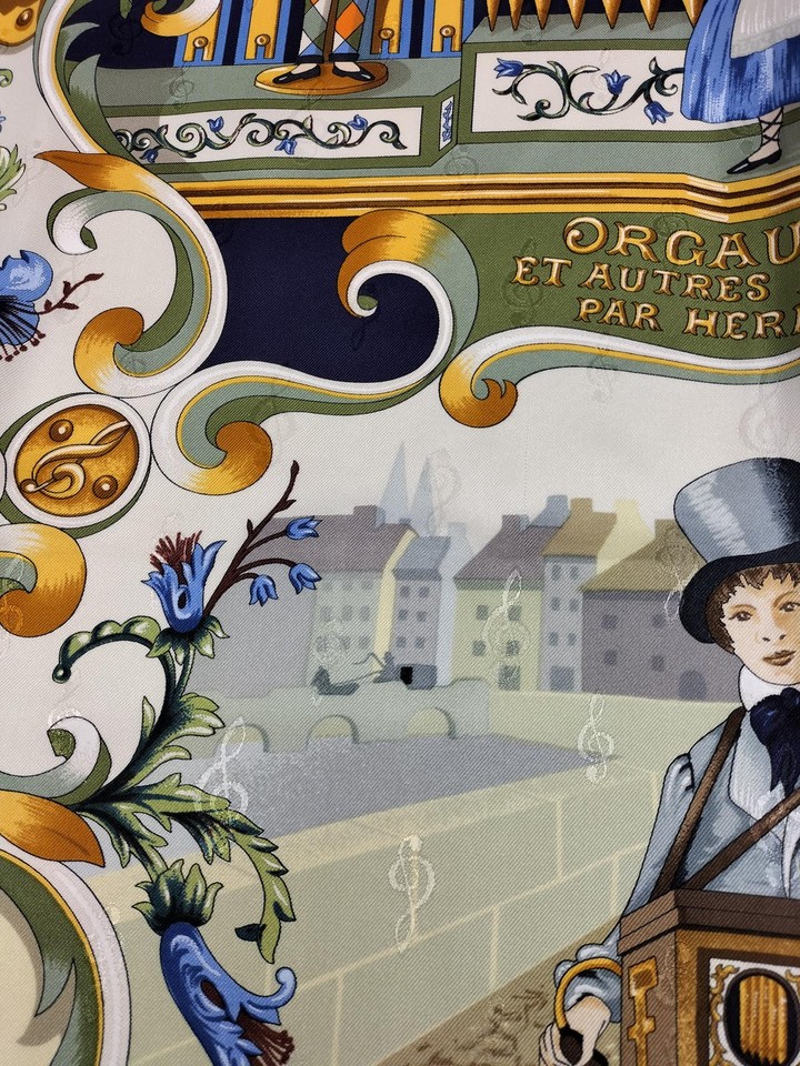 HERMES Silk Scarf Model Pipe Organ and Clockwork Instruments From Japan ...