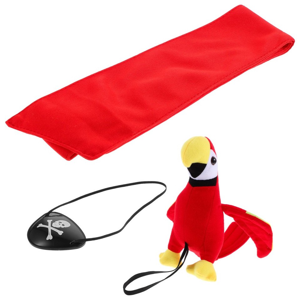 Cosplay Pirate Dress Up Props Set Cartoon Parrot Bandana Eye Patches ...