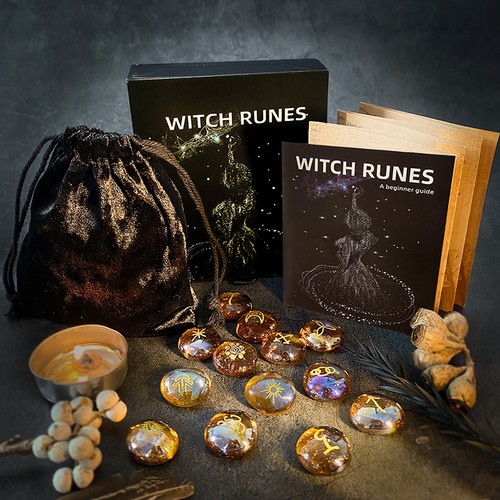 Runes Set 13 Pcs Rune Stones Witches Runes Kit Multifunctional ...