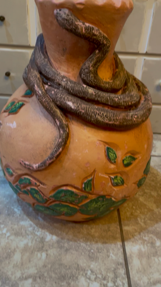 Vintage Large Native American Pottery Snake Pot Vase Signed Comanche 19 ...