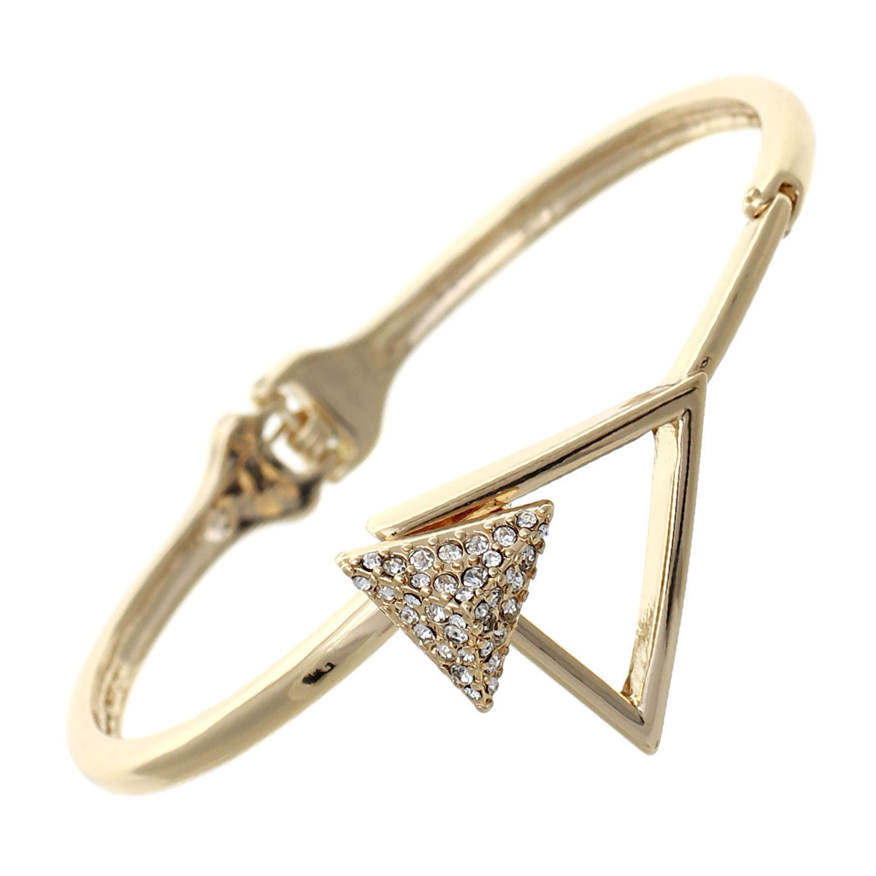 Crystal Hinged Bangle Cuff Double Triangle Bracelet Gold Women Fashion ...